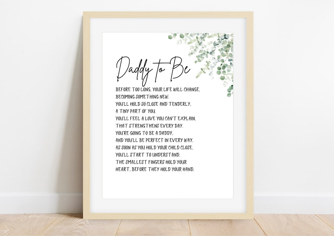 Daddy to Be Poem, Gift for New Dad, Fathers Day Gift, Instant Digital ...