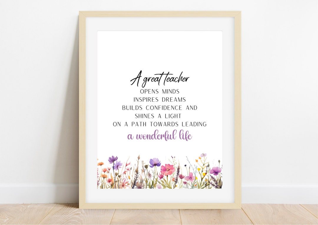 A Great Teacher, Teacher Appreciation Print, End of Year Teacher Gift ...