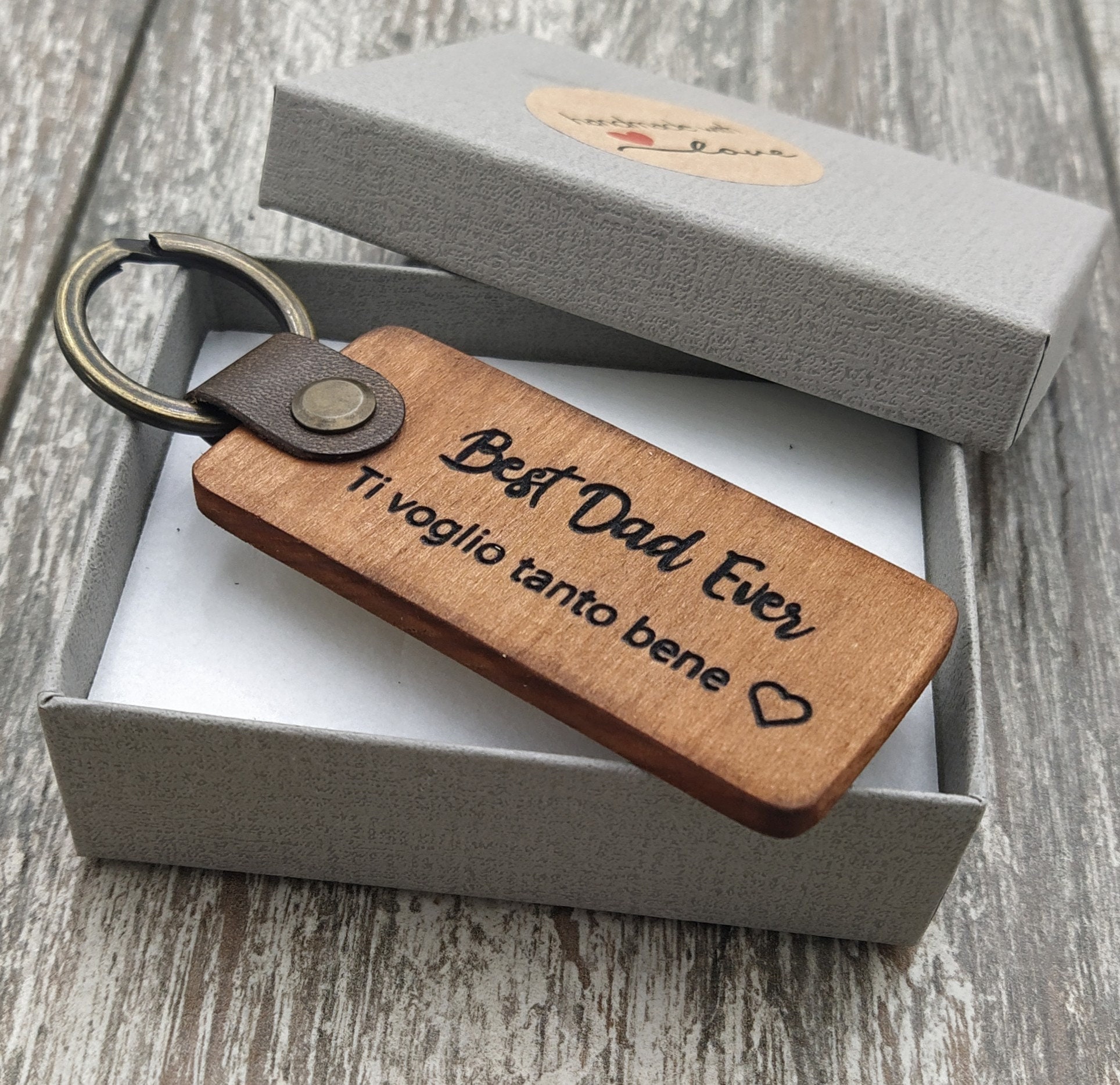 Best Dad Ever custom Wood and Leather Keychain Engraved | Etsy