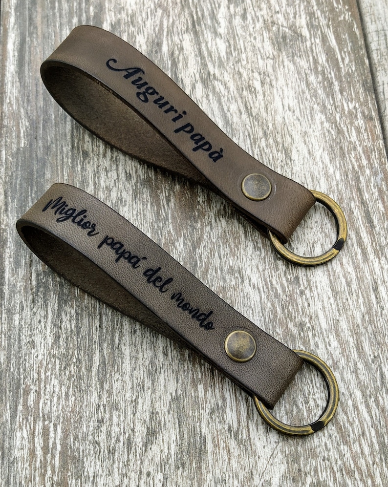 Personalized Leather Keychain With Name and Initials, Hand-painted ...