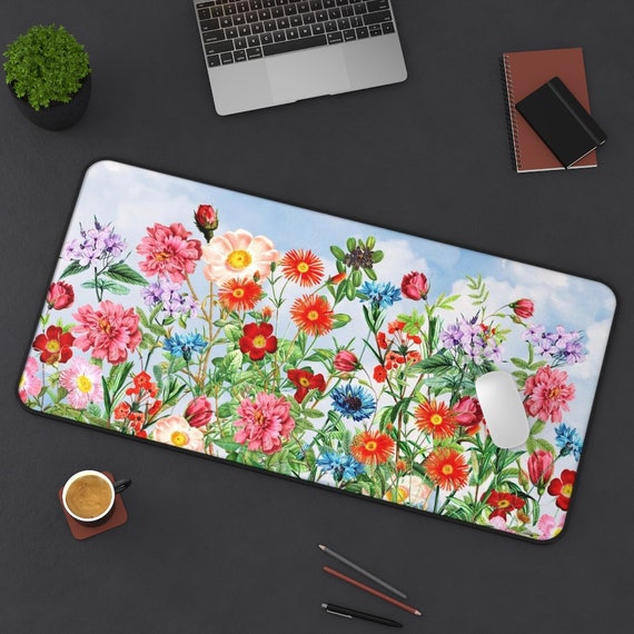 Wildflower Desk Mat Colorful Desk Mat Deskmat Home Office - Etsy