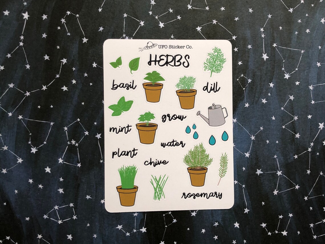 Herbs Planner Stickers Planting Garden Green Thumb Herb Garden ...