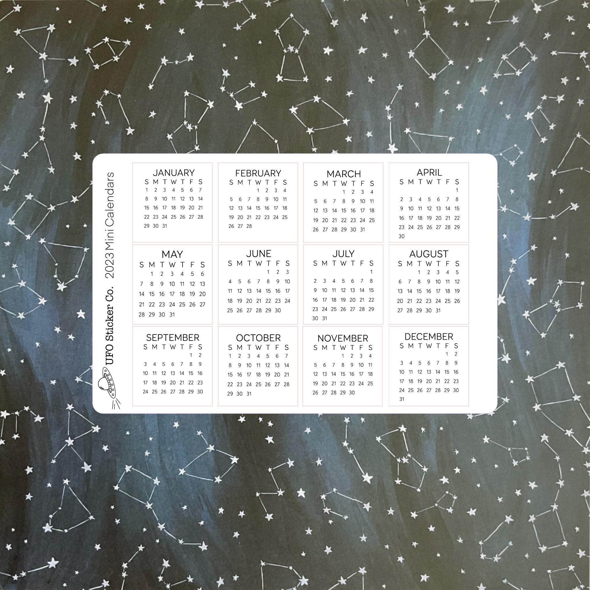 Mini Calendar Stickers, 2023 and 2024 Calendar Stickers, Calendar ...