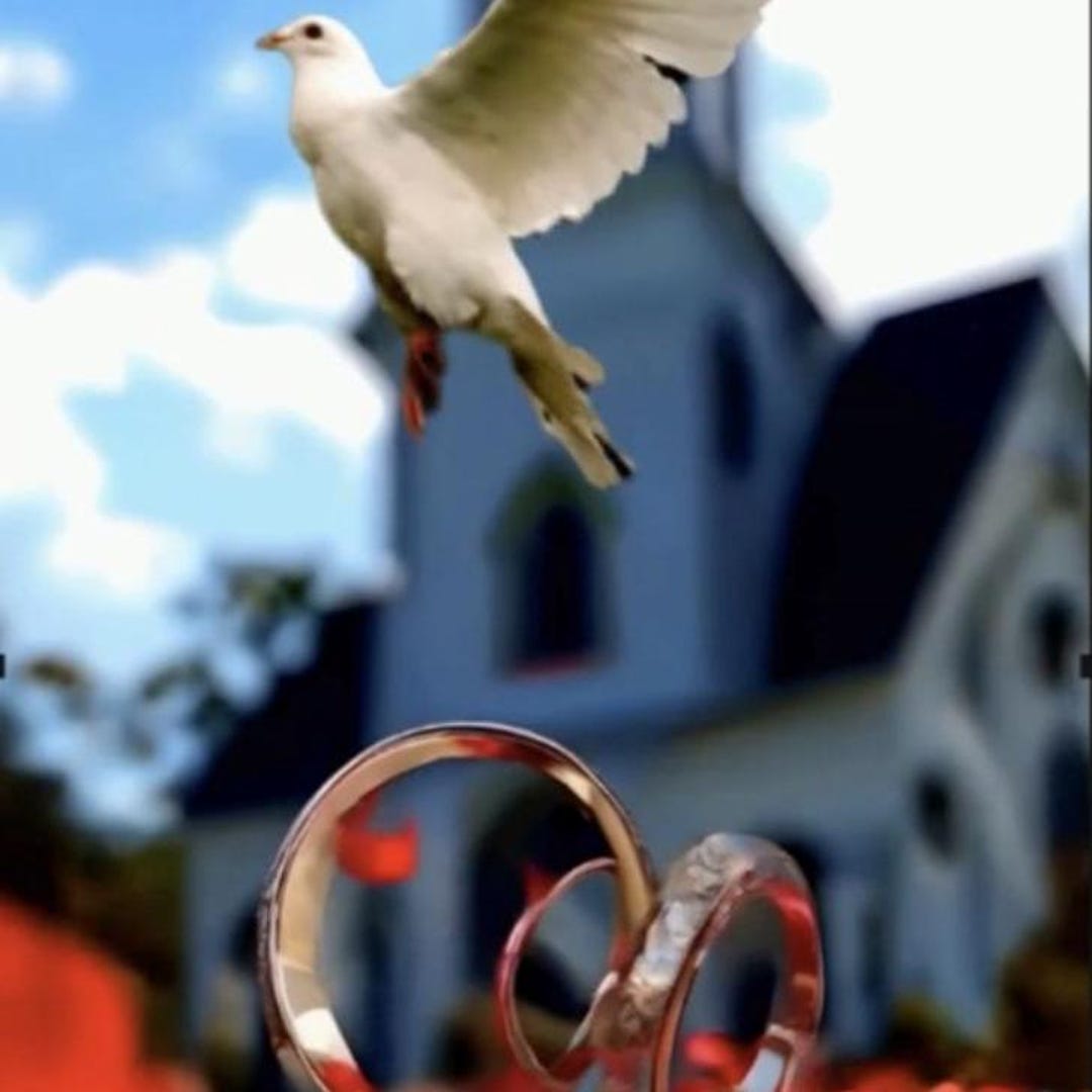 Digital Wedding Congratulations, "church, Rings, Doves & Roses" - Etsy