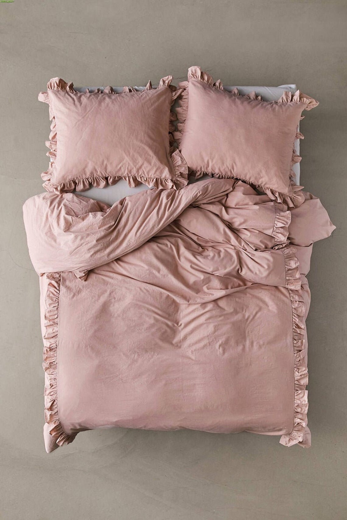 Ruffled Duvet Cover Pink Bedding Washed Duvet Set Shabby | Etsy