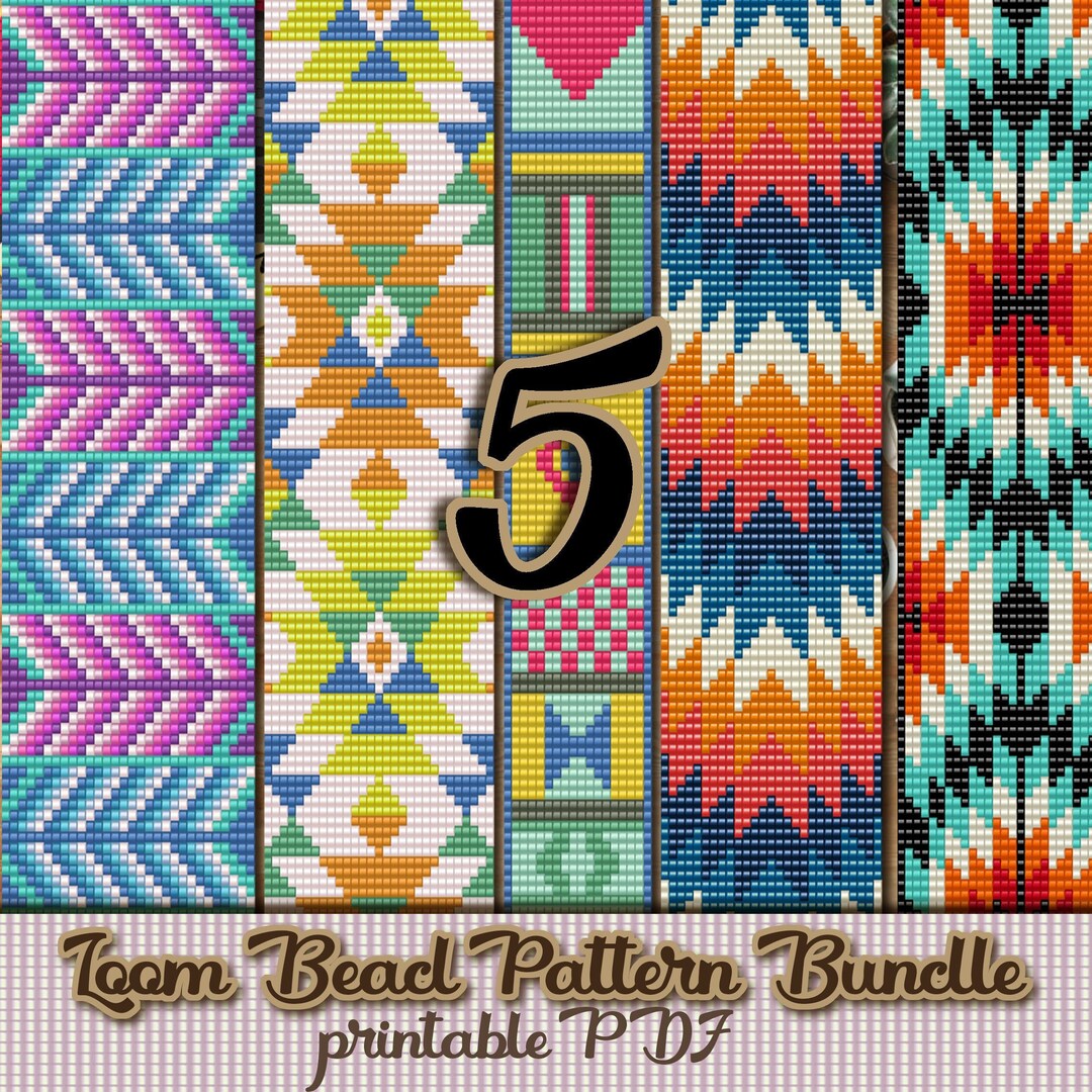 Loom Bead Pattern 5 Bead Loom Patterns for Bracelets - Etsy