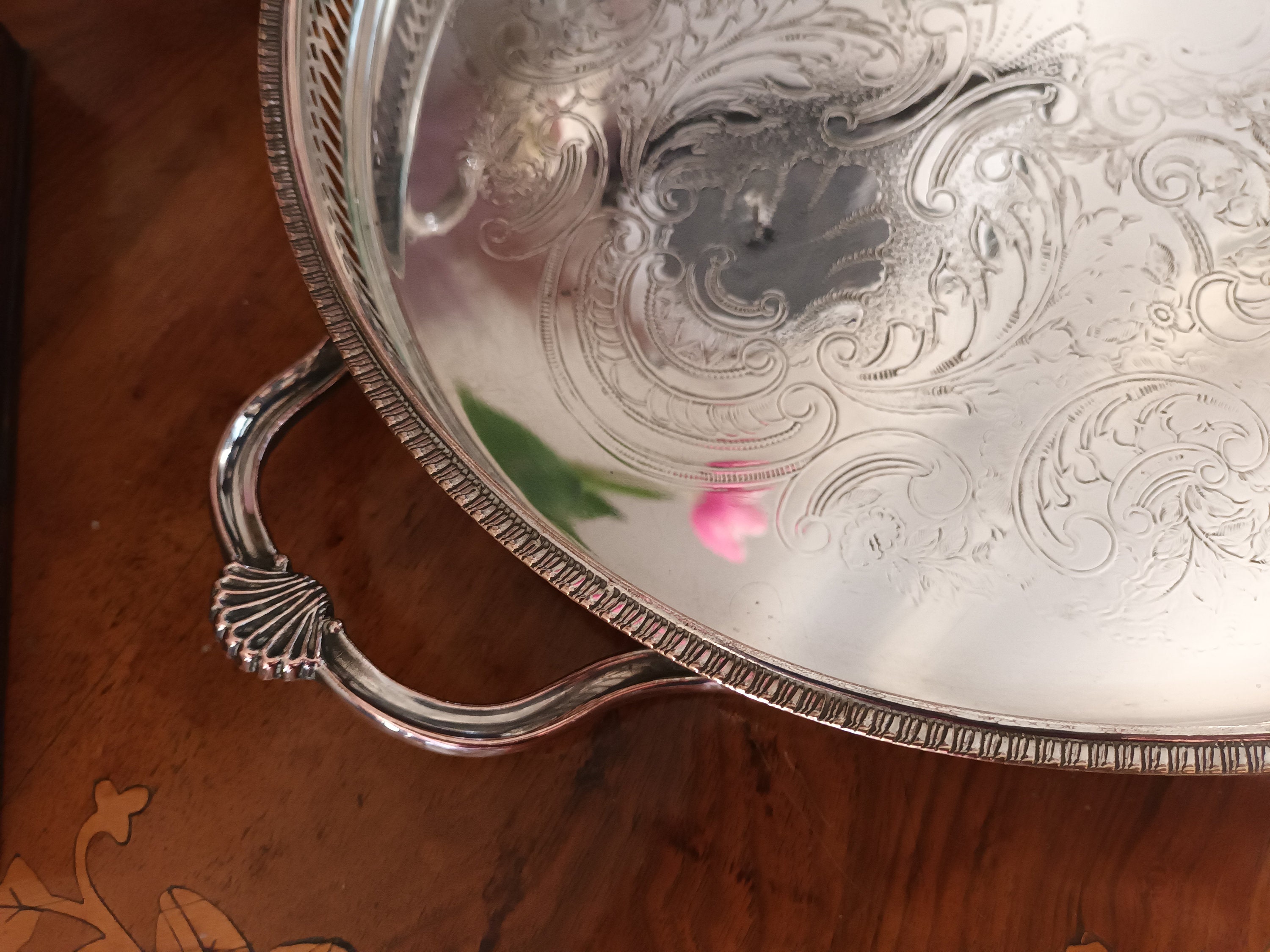 Vintage English Cavalier Silver Plate on Copper Gallery and Handled ...