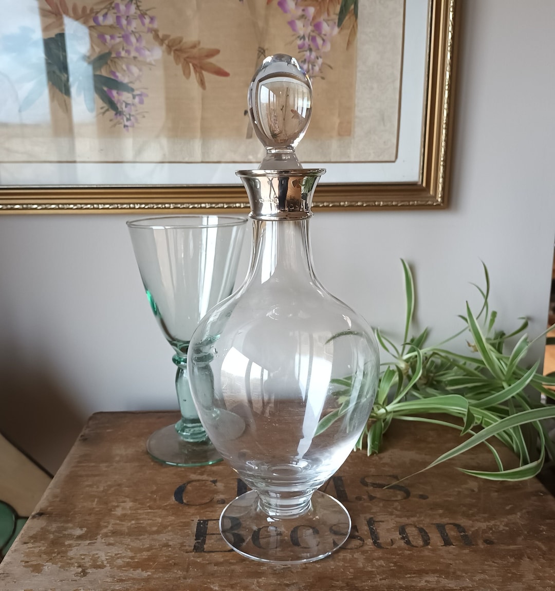 Vintage -elegant Dartington Crystal and Silver Chalice Claret Jug - J.A ...