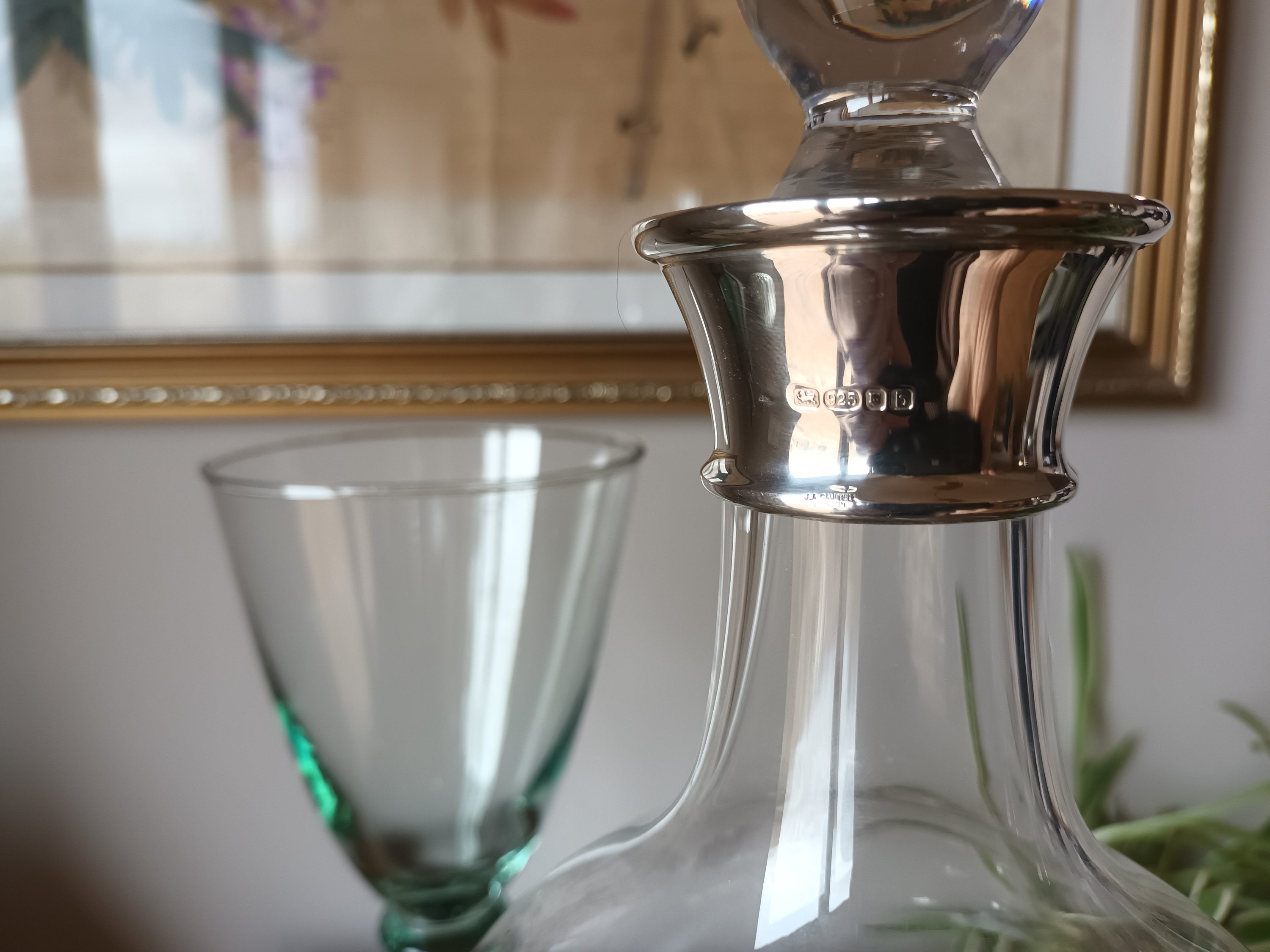 Vintage -elegant Dartington Crystal and Silver Chalice Claret Jug - J.A ...
