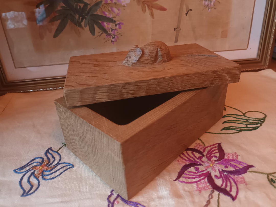 Vintage 'mouseman' Oak Trinket Box- Robert Thompson of Kilburn. - C ...