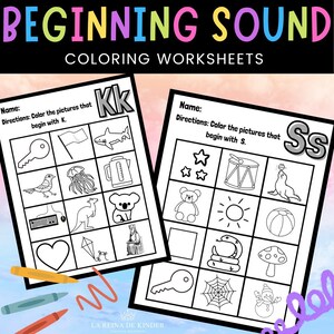 Letter Sound Coloring Worksheets, Beginning Sounds (digital Download ...