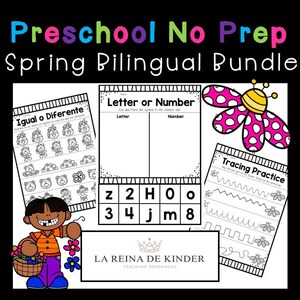 Bilingual Worksheet Spring Printable Pre K Activity Kindergarten Prep ...