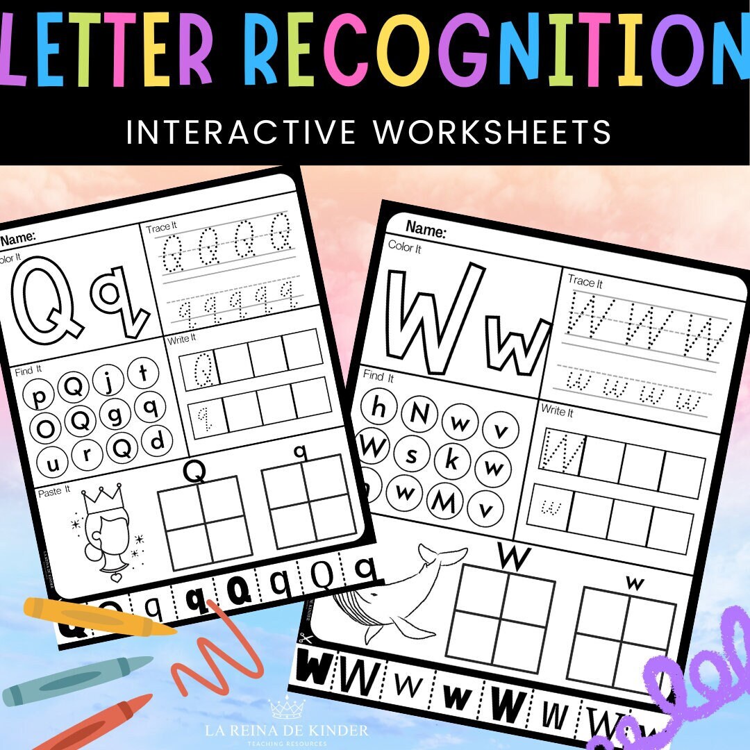 Letter Recognition Interactive Worksheets for Early Childhood Alphabet ...