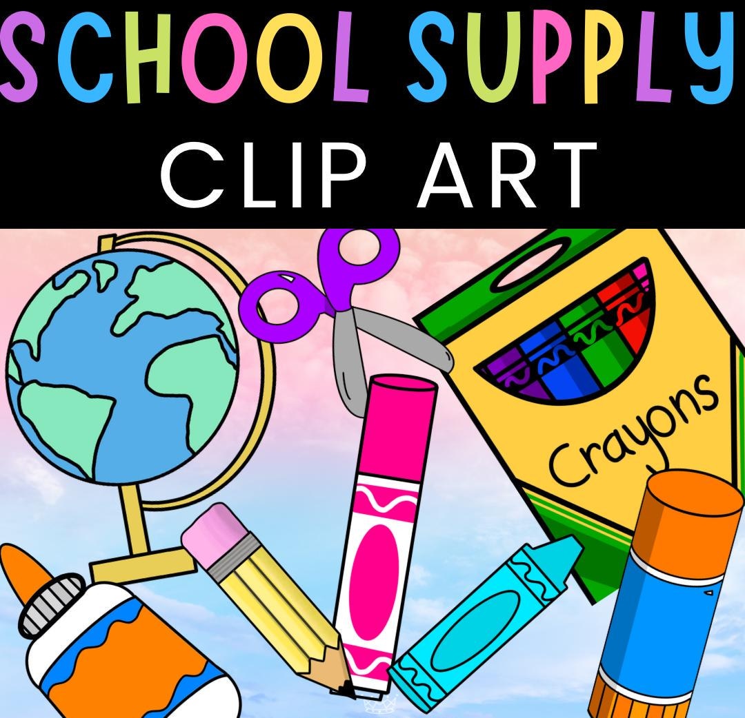 School Supply Clip Art Set – Color & Black/white Pngs - Etsy