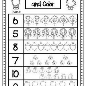 Fall Bilingual Count and Color Worksheet for Pre K - Etsy