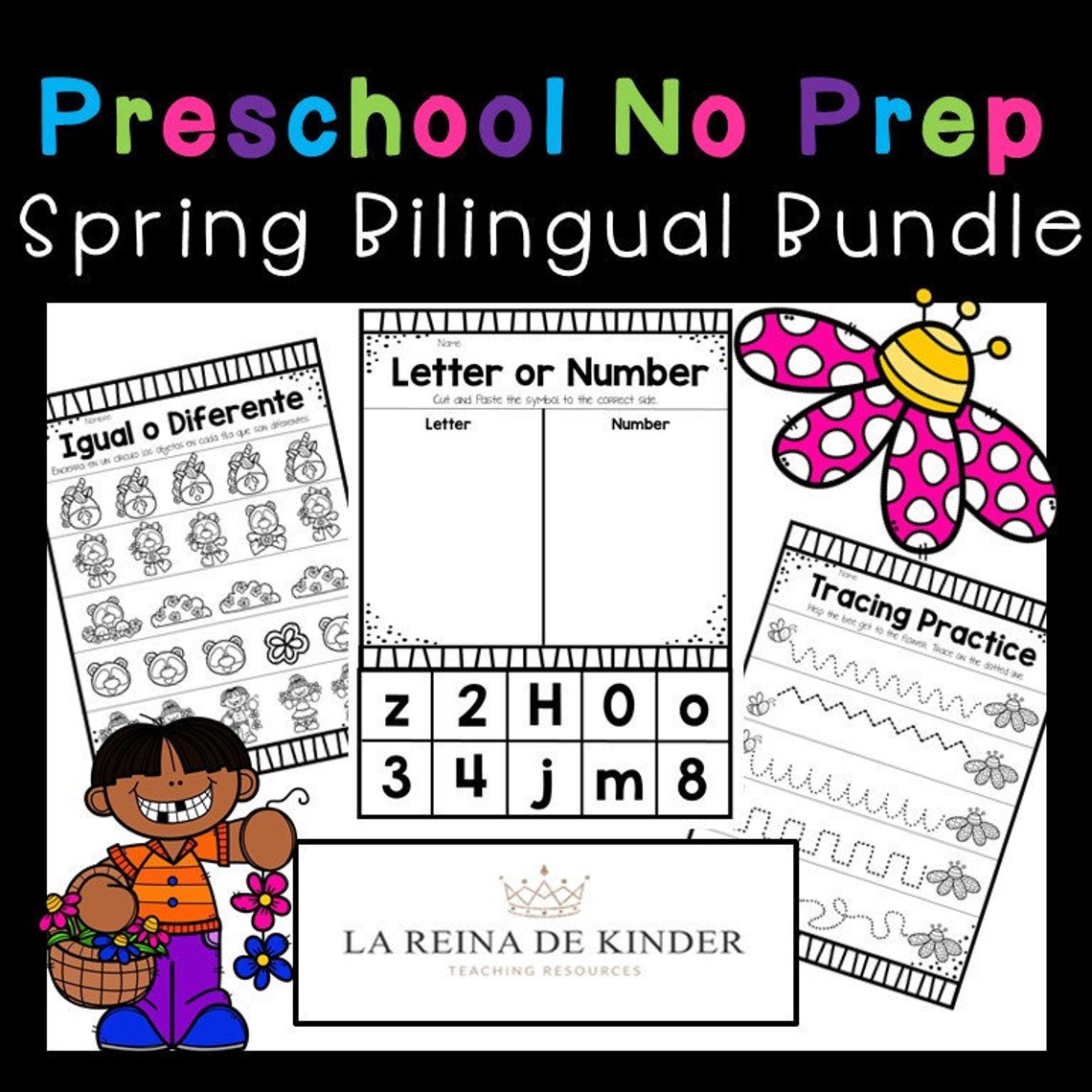 Bilingual Worksheet Spring Printable Pre K Activity Kindergarten Prep ...