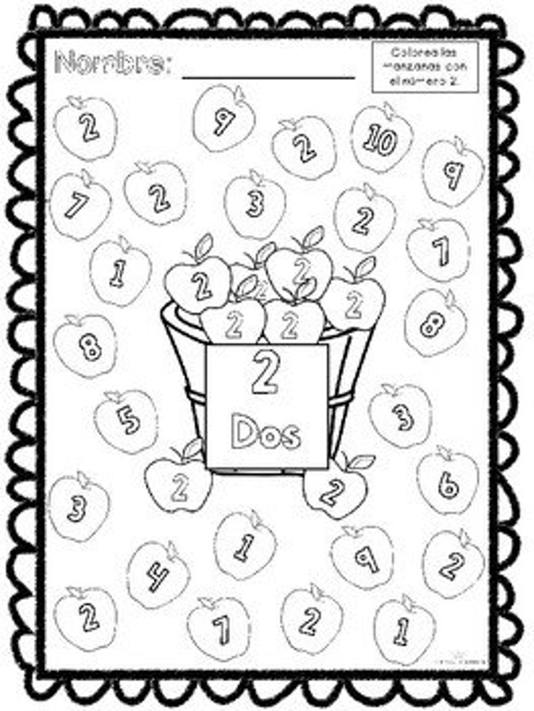 Spanish Apple Number Identification Worksheet (PDF) - Etsy