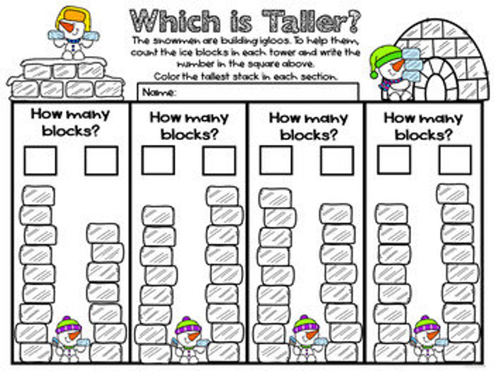 Measurement Pre K Worksheets Kindergarten Math Non Standard Measurement ...