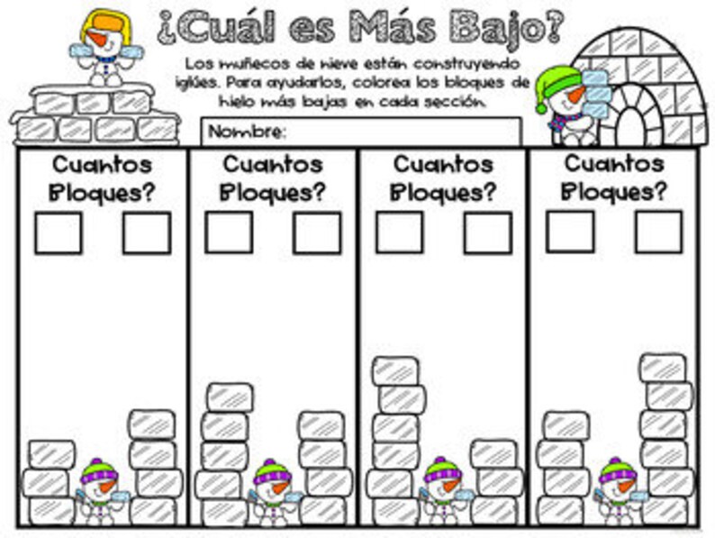 Actividades De Medición Measurement Pre K Worksheets Etsy En Espanol ...