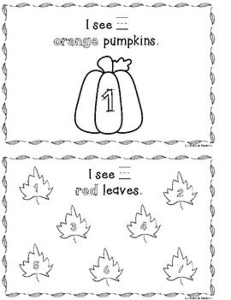 Numbers 1-10 Emergent Reader Fall Book Pre K Book Kindergarten Book ...