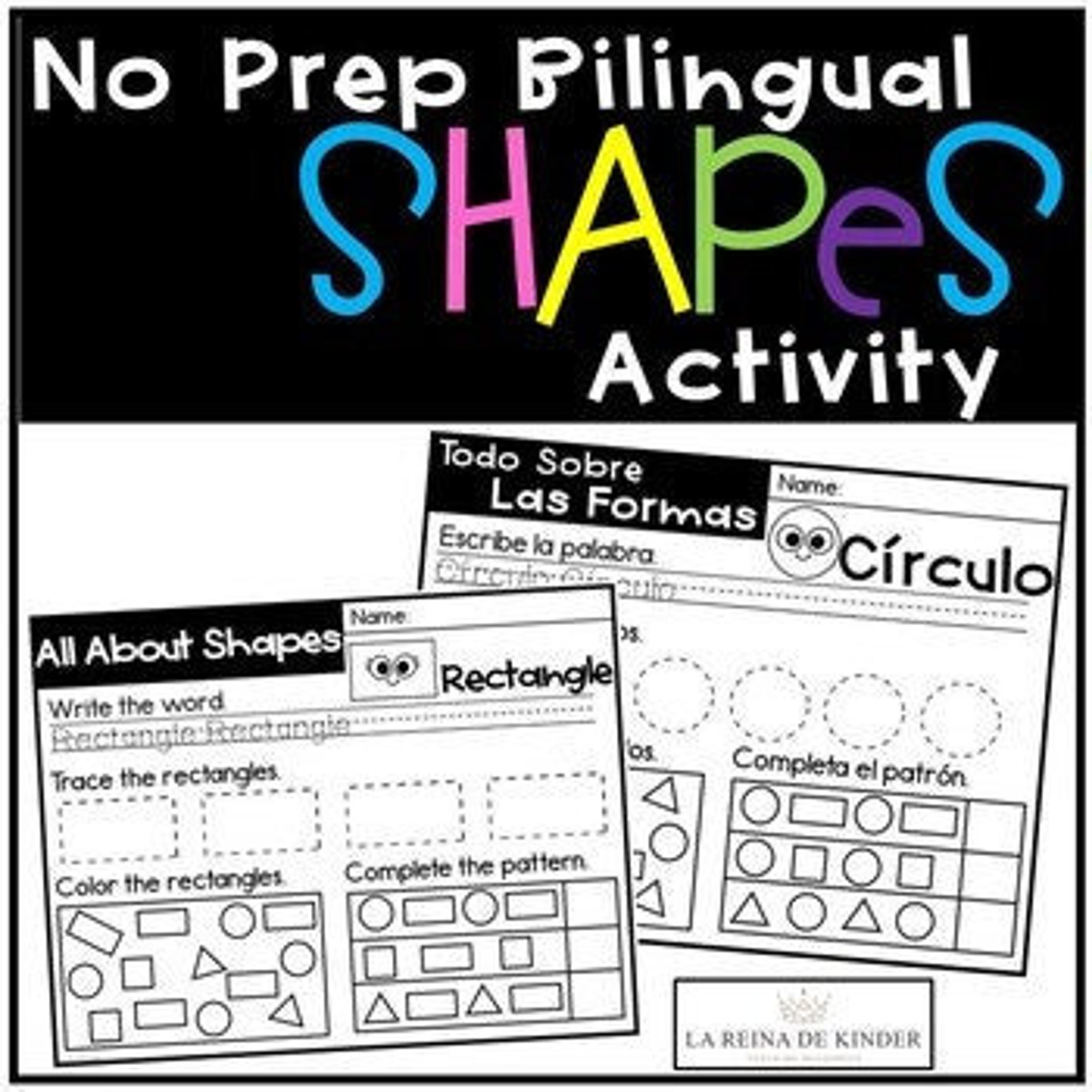 Bilingual Shape Worksheet Kindergarten Prep Activity for Toddlers ...