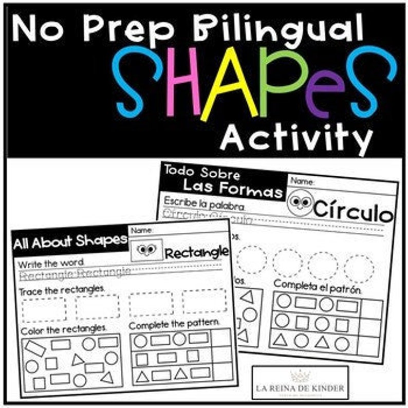Bilingual Shape Worksheet Kindergarten Prep Activity for Toddlers ...