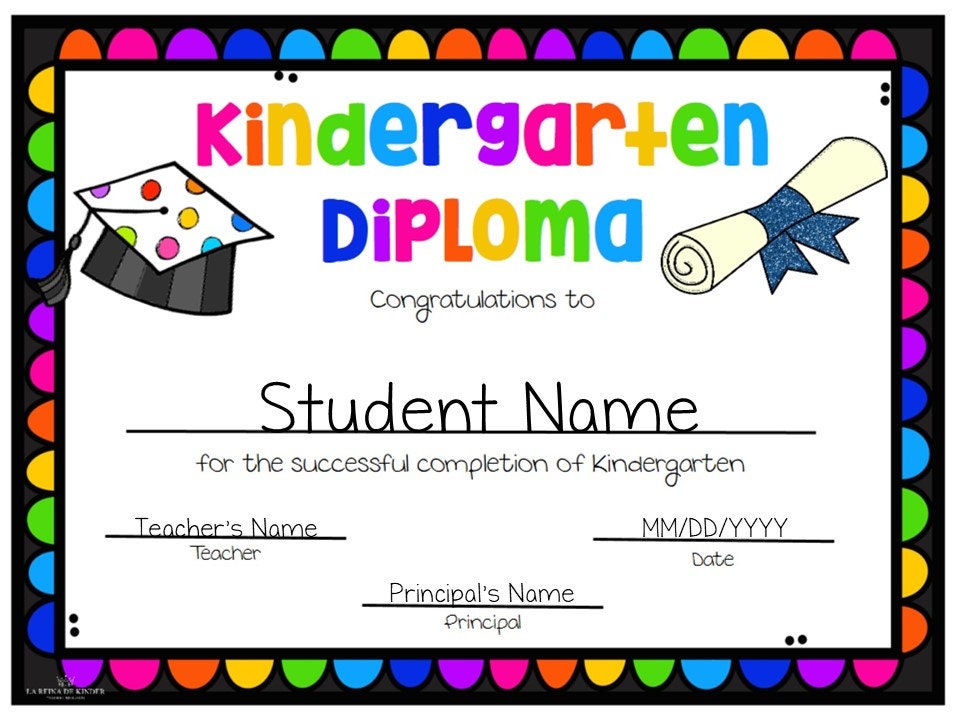 Pre K Certificate Kindergarten Diploma Prep Diploma Kindergarten ...