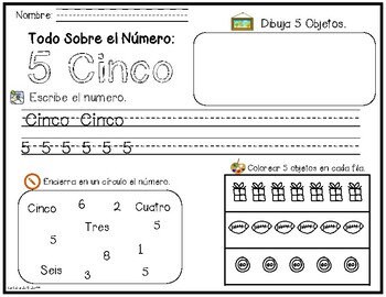 Numeros En Espanol Bilingual Worksheet Math Numbers Numeros ...
