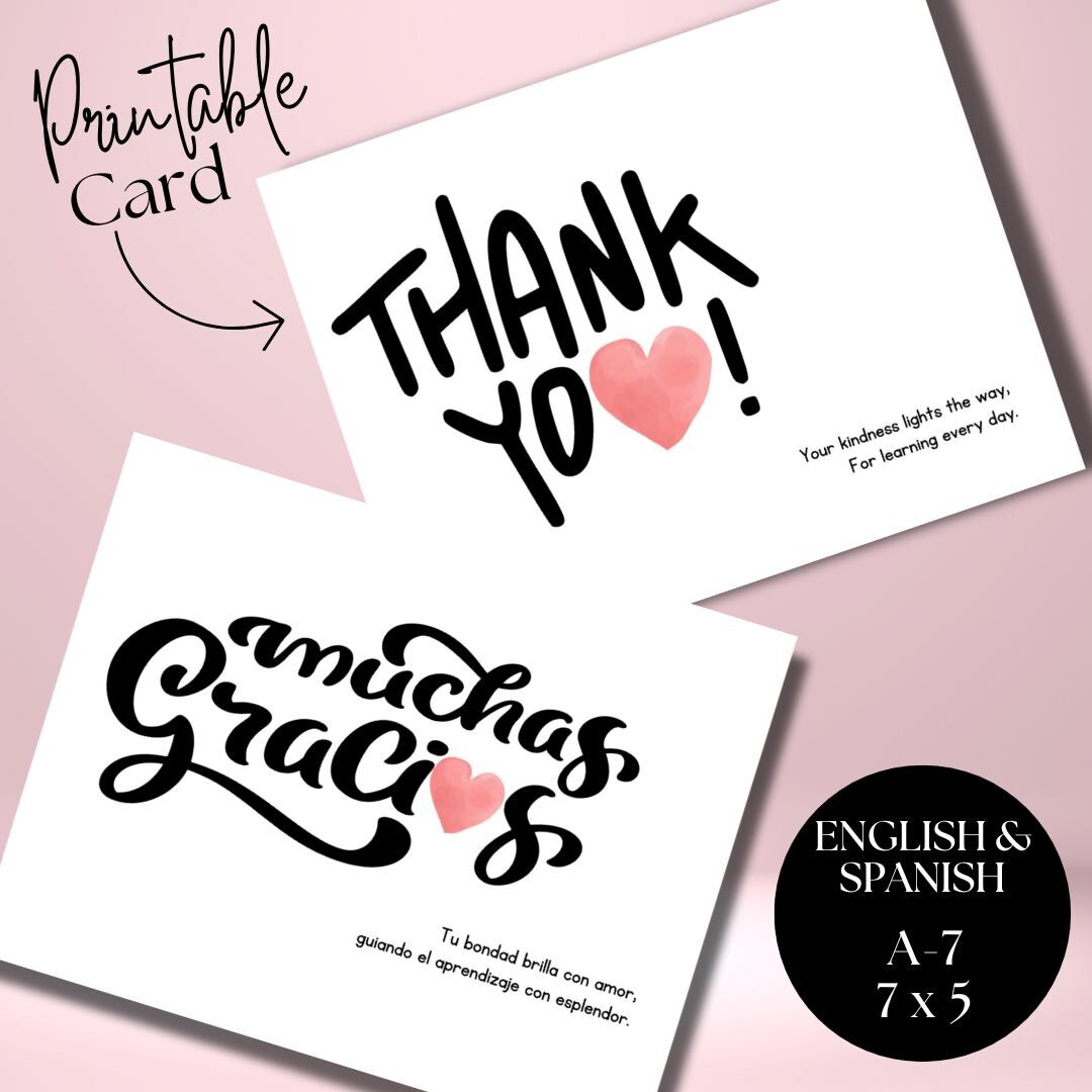 Thank You Cards for Donors and Families | Printable | English & Spanish ...