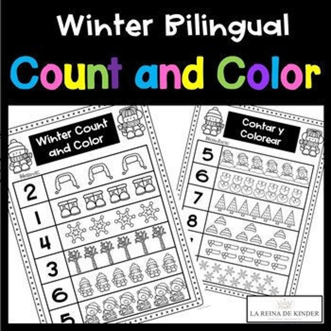 Bilingual Math Curriculum Count and Color Worksheets for Pre K ...