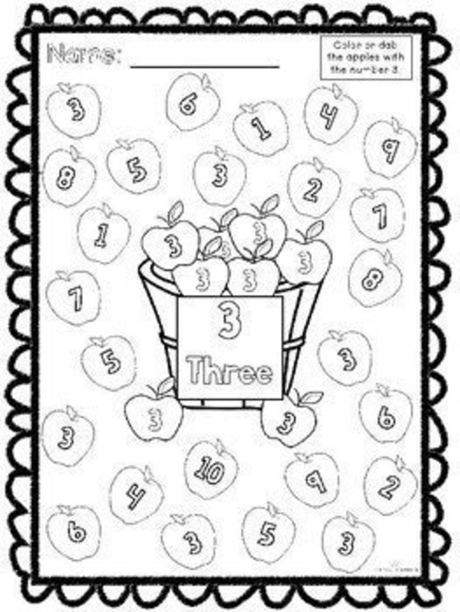 Number Practice Worksheet: Apple Theme, Pre-k, Kindergarten (digital ...