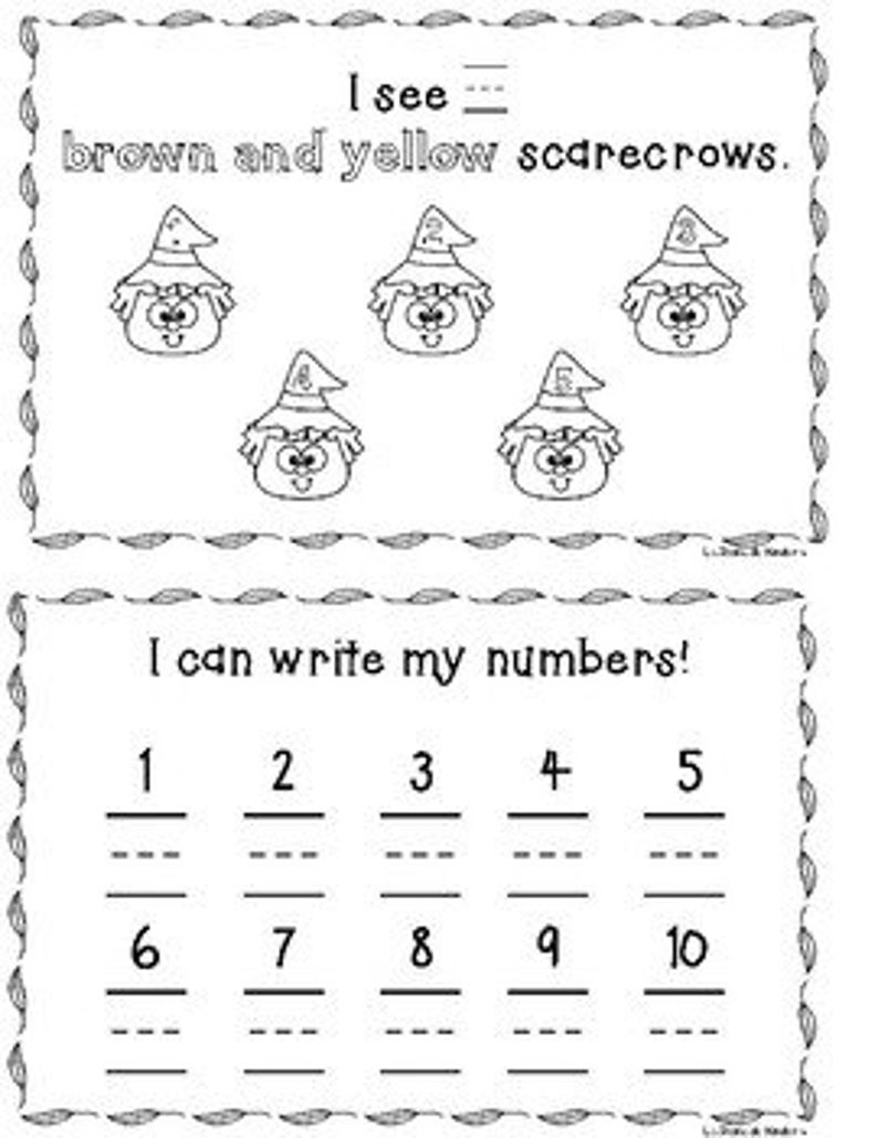 Numbers 1-10 Emergent Reader Fall Book Pre K Book Kindergarten Book ...