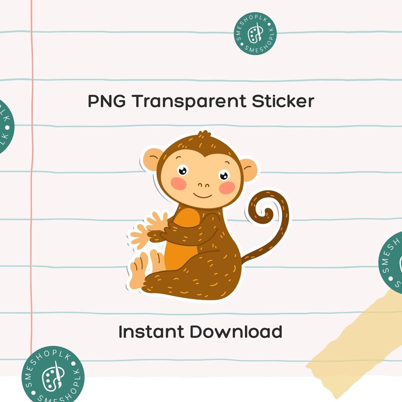15 Cute Monkey Digital Sticker Collection PNG for Cricut - Etsy