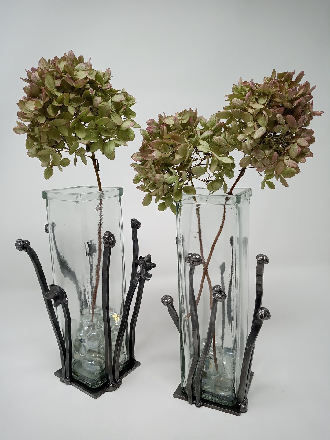 Hand-forged Decorative Metal Base With Vase - Etsy