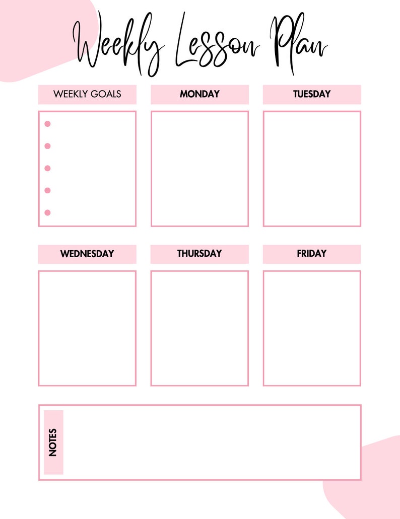 Weekly Lesson Plan Template - Etsy