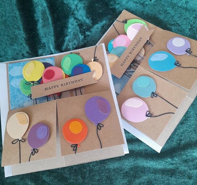 Happy Birthday 3d Pop up Box Card With Balloons in Rainbow of Colours ...