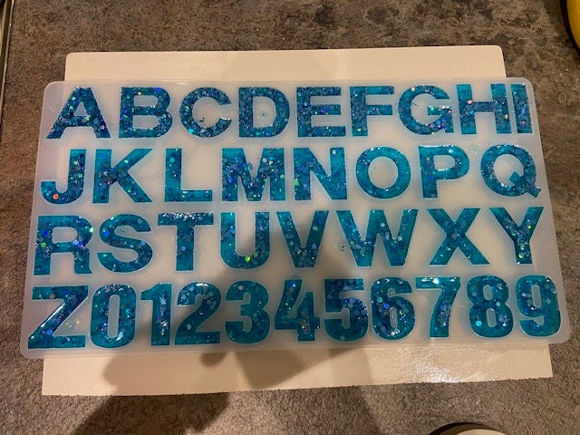 Blue Glitter Letters and Numbers Set - Etsy