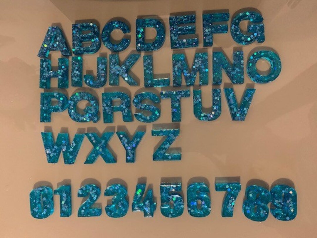 Blue Glitter Letters and Numbers Set - Etsy