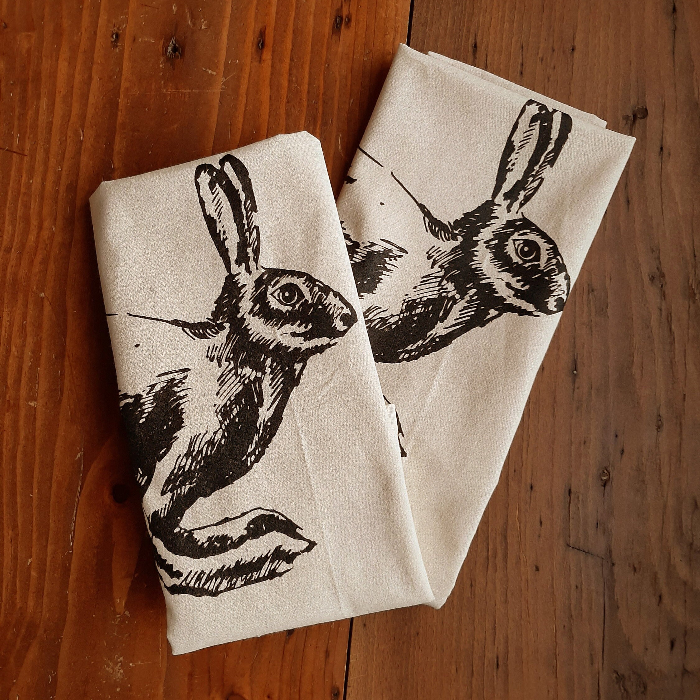 Bedrucktes Geschirrtuch Hase, schwarz / beige, Küchen-Deko, Küchentuch ...