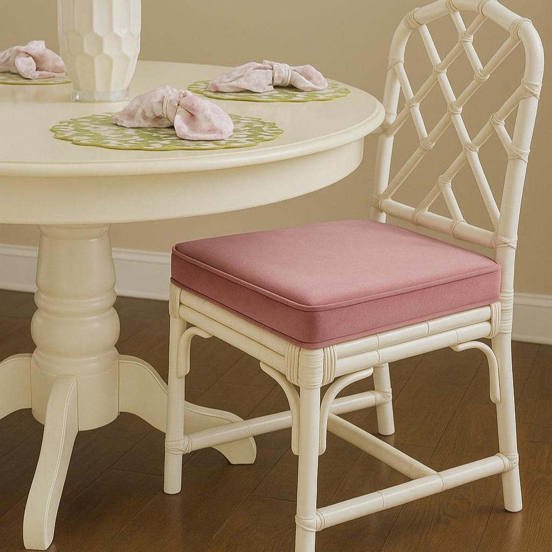 Velvet Washable Chair Pads With Zipper and Back Ties, Custom Size ...
