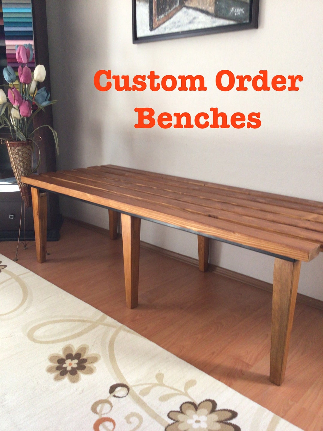 Custom Decorative Wood Bench, Bench, Rustic Bench, Farmhouse Bench ...