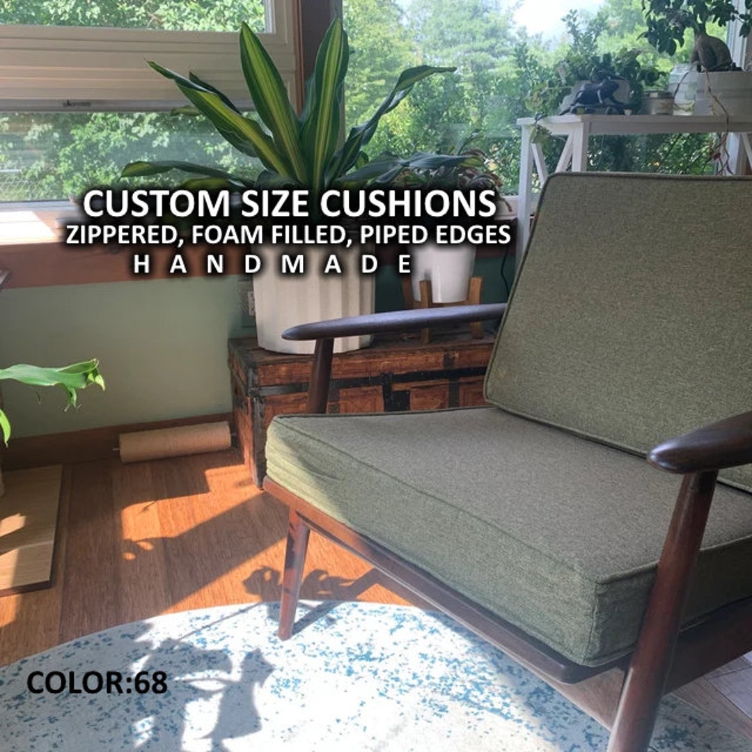 Linen Flat Zippered Cushion/ Floor Cushion / Washable Custom Bench ...