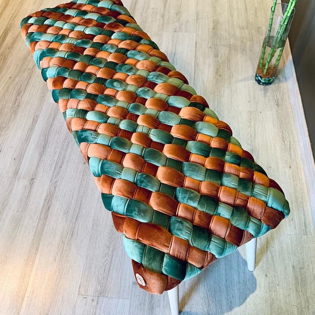 Velvet stool Wooden Round Stool stool vintage Ottoman Pouf | Etsy