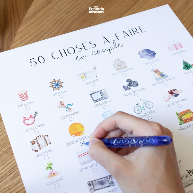 Affiche 50 choses à faire en couple | Liste d'activités pour amoureux ...