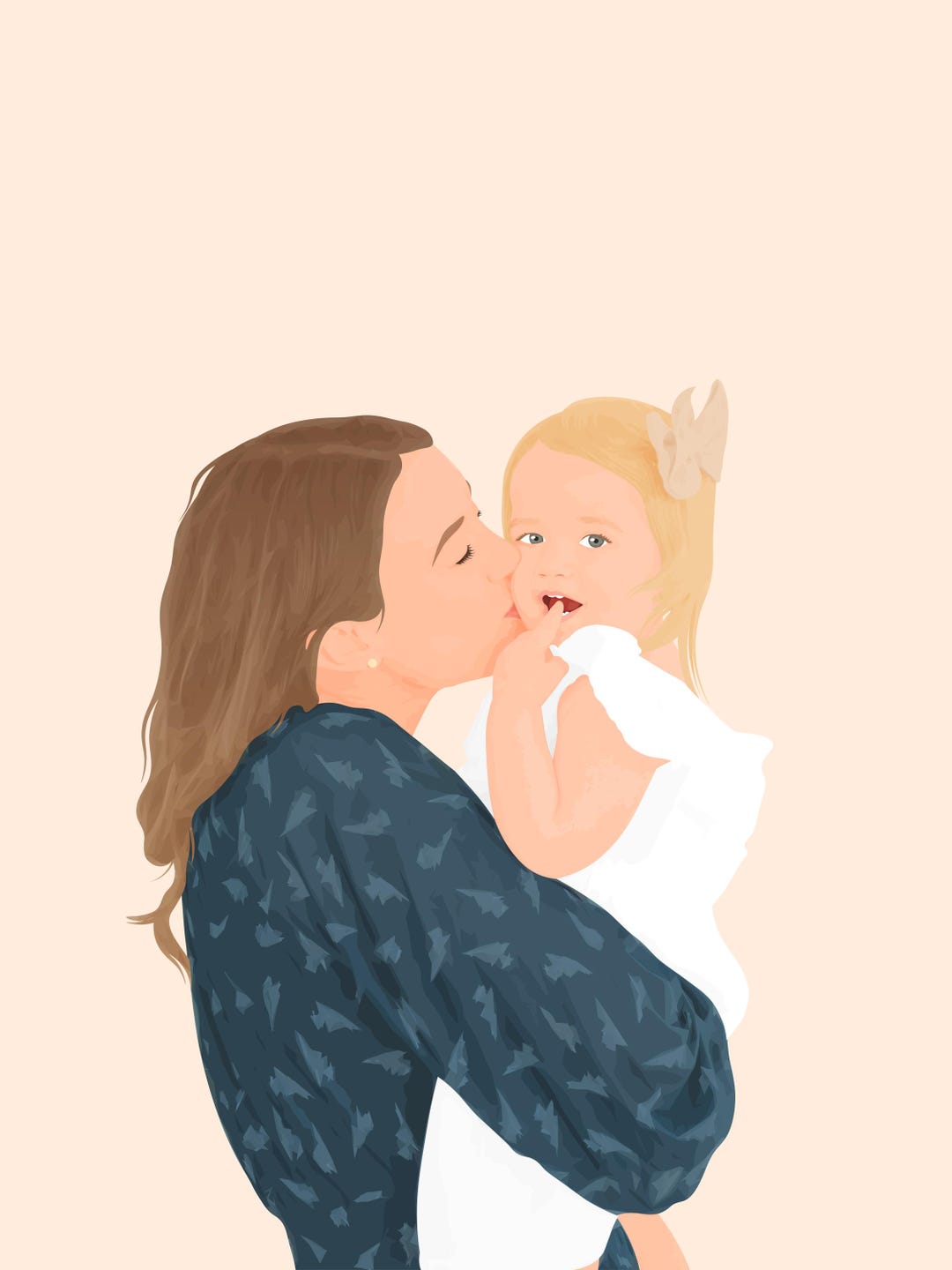 Custom Mom Portrait, Cute Cartoon Anime Portrait, Family, Personalized ...