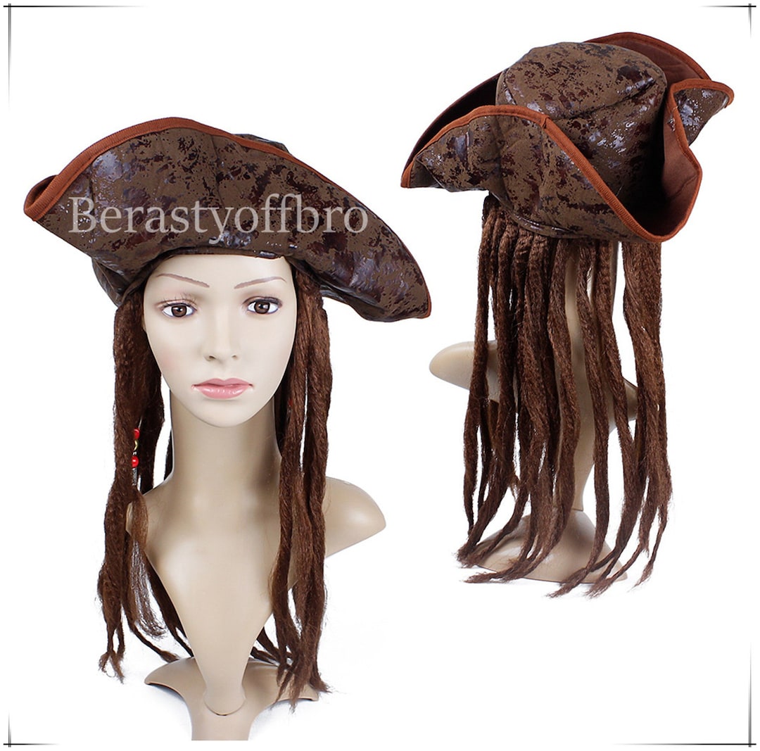 Captain Pirate Hat Wig,jack Sparrow Wig,halloween Headwear,cosplay Wig ...