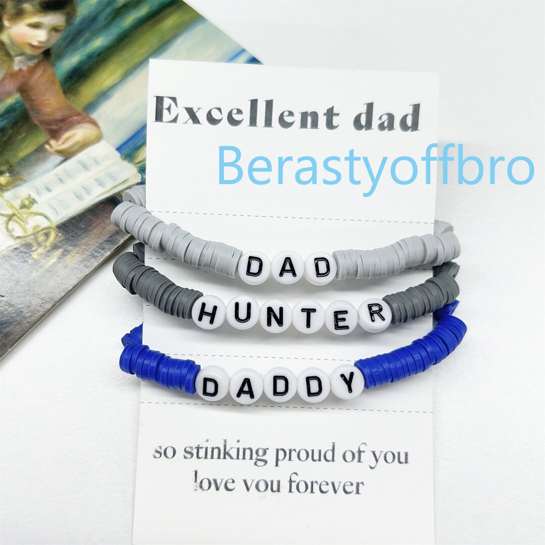 Dad Name Beaded Bracelet, Daddy Heishi Bracelet, Custom Mens' Bead ...