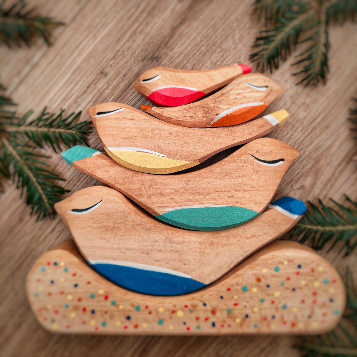 Bird Family Stacker Wooden Toy Montessori Wood Stacker Bird - Etsy
