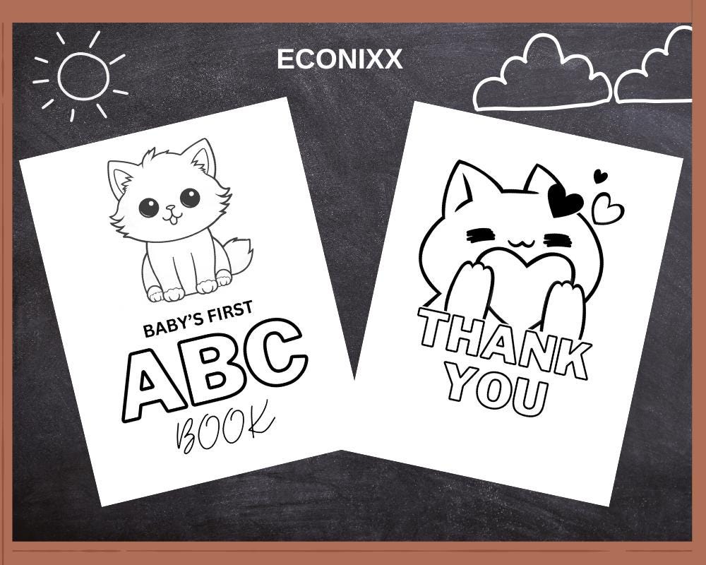 56 PAGES Blank Baby's First ABC Book , Blank Alphabet Book , Coloring ...