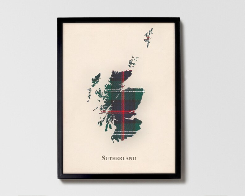 Clan Sutherland Old Scottish Tartan Map | Sutherland Old of Scotland ...